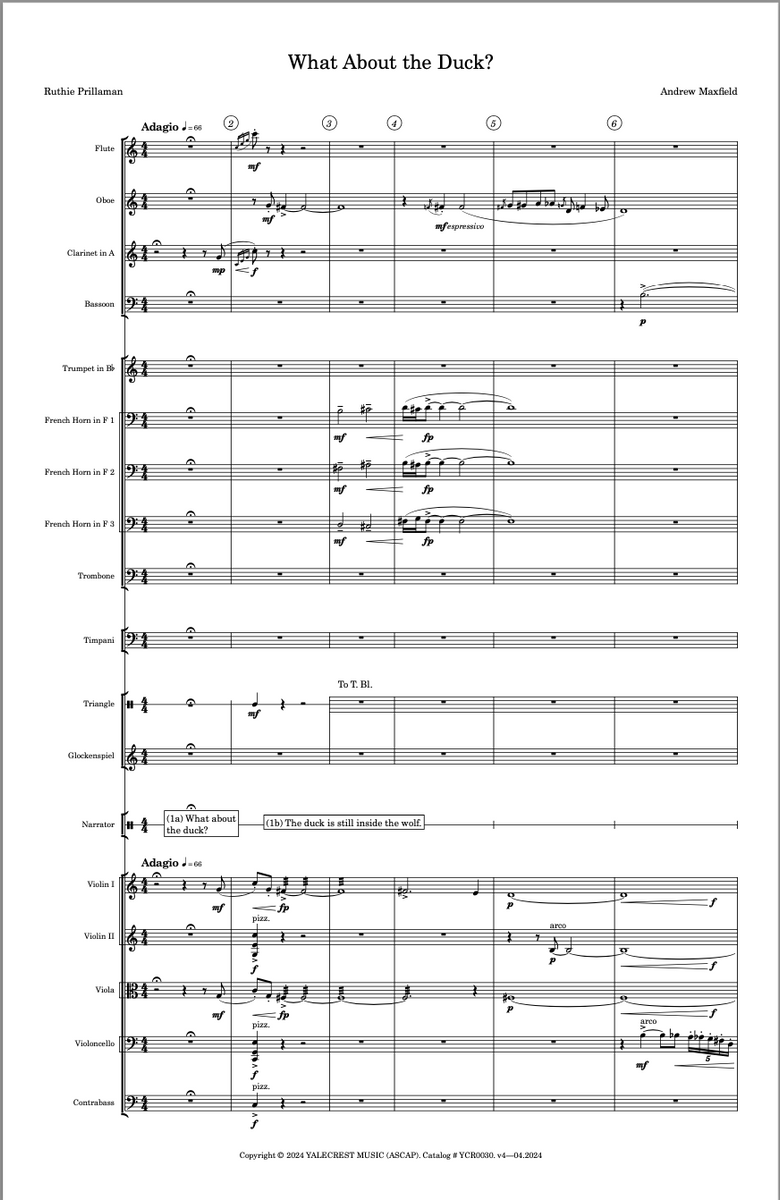 What About the Duck? (Orchestral Score & Parts) – Andrew Maxfield, Composer